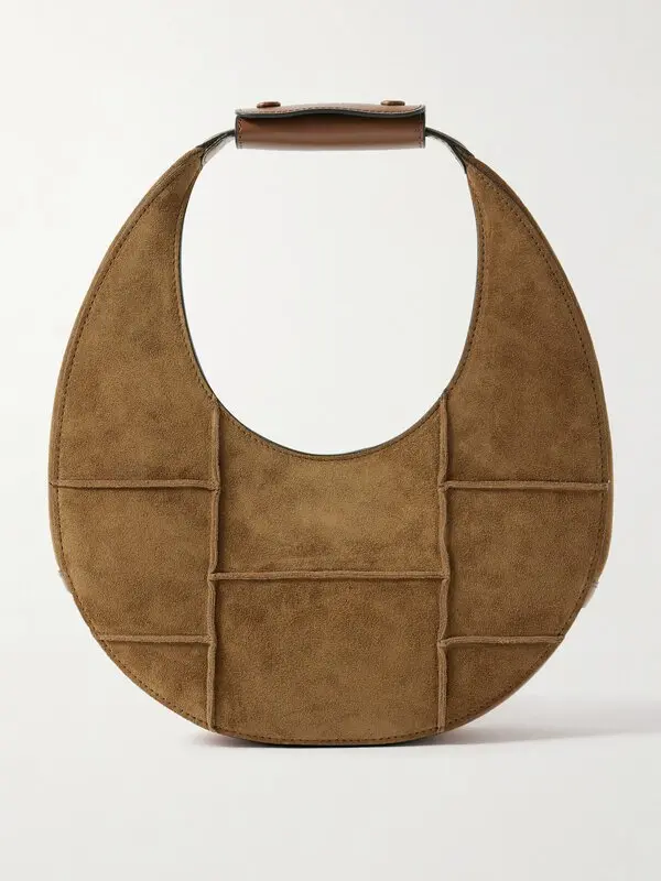 Staud Moon Leather-trimmed Suede Tote
