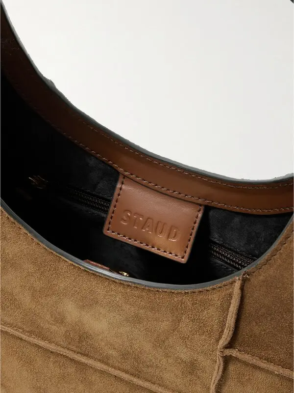 Staud Moon Leather-trimmed Suede Tote