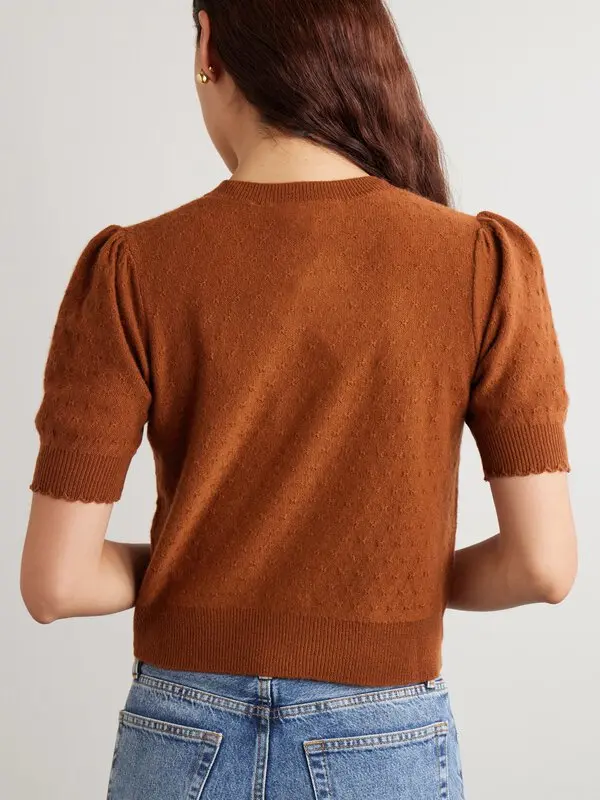 FRAME Pointelle-knit Cashmere Cardigan