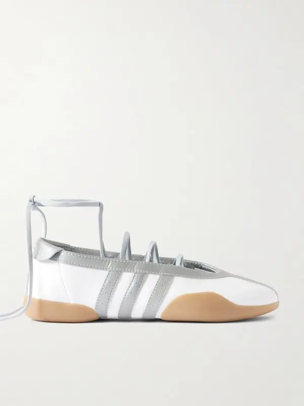 ADIDAS ORIGINALS Taekwondo Mei Metallic Leather-trimmed Sneakers - Silver