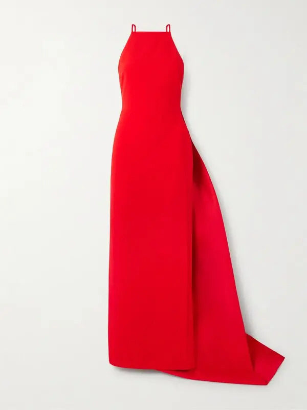 Solace London Ulla Crepe And Twill Gown - Red