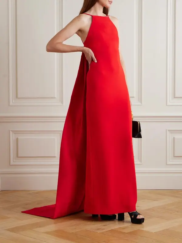 Solace London Ulla Crepe And Twill Gown - Red