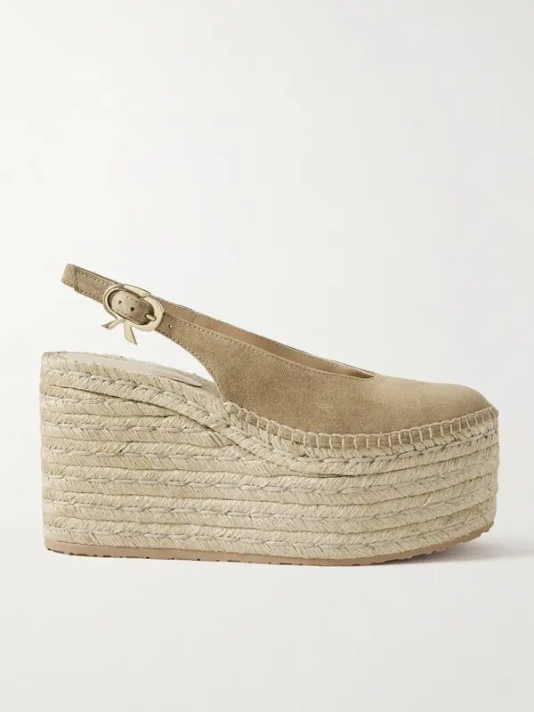 GIANVITO ROSSI 110 Suede Slingback Platform Espadrilles