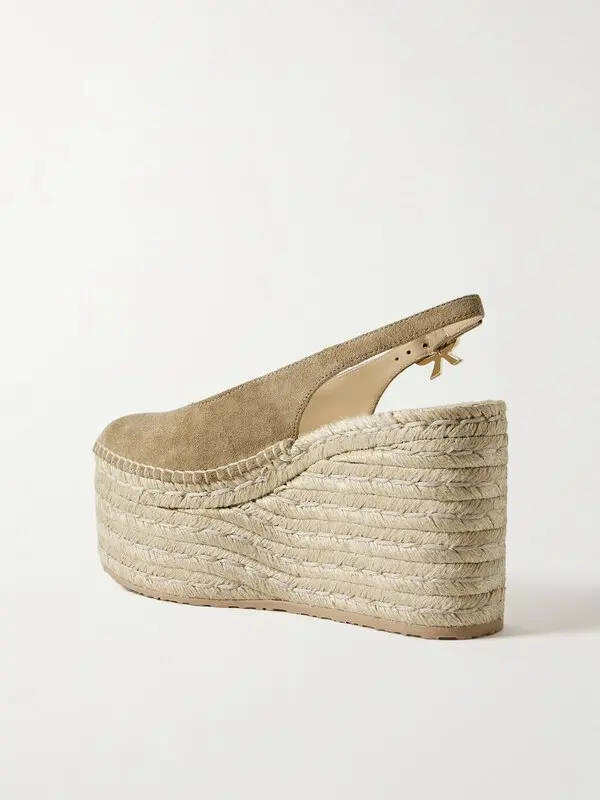 GIANVITO ROSSI 110 Suede Slingback Platform Espadrilles