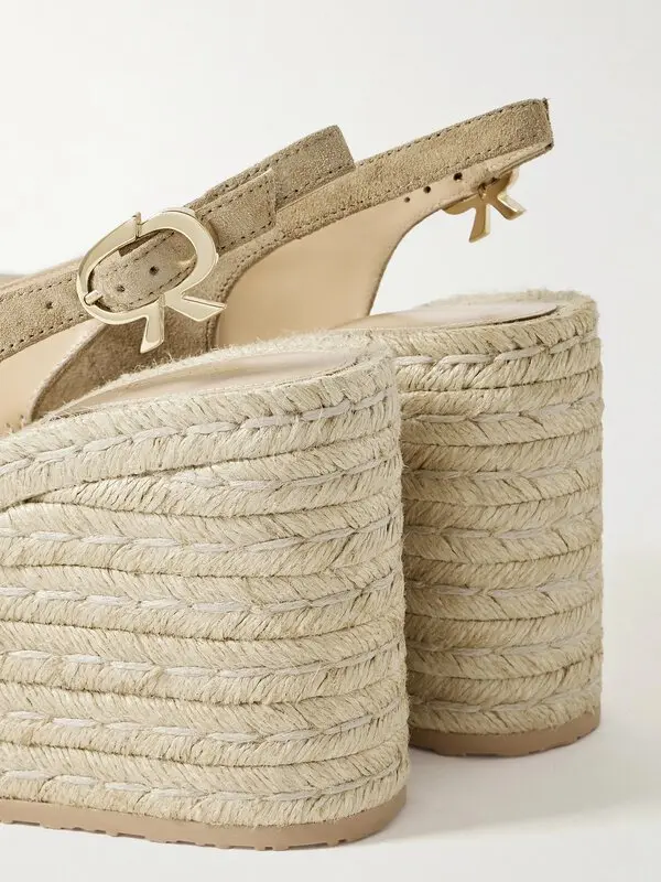GIANVITO ROSSI 110 Suede Slingback Platform Espadrilles