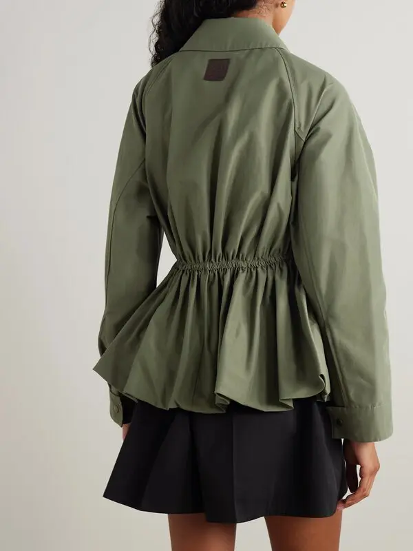 Loewe Leather-trimmed Cotton-blend Peplum Jacket