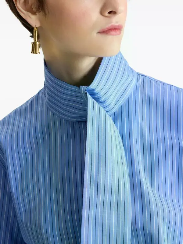 PATOU Striped Scarf-collar Blouse - Blue