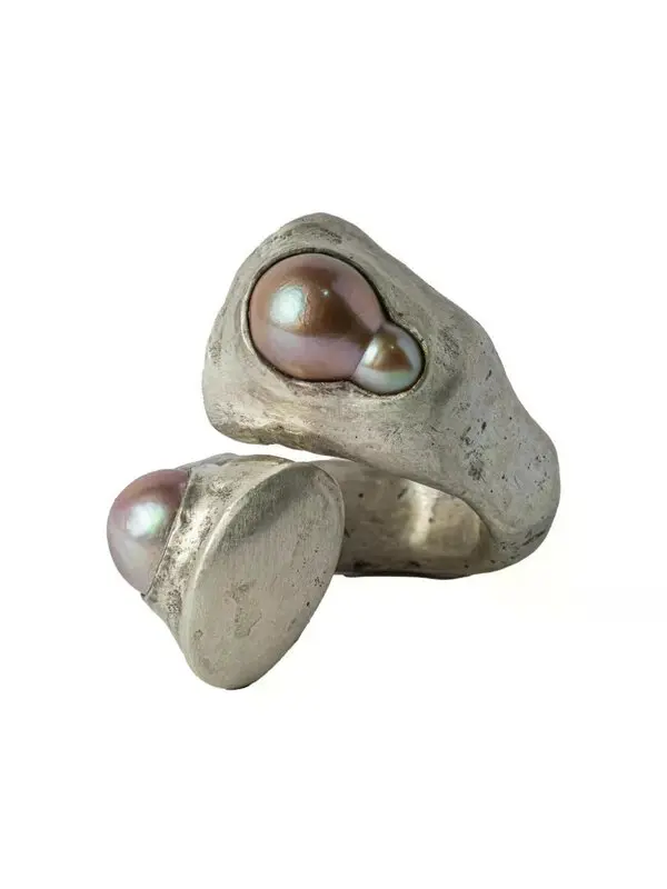 PARTS OF FOUR Sterling Twisted Druid Baroque Pearl Ring - Silver