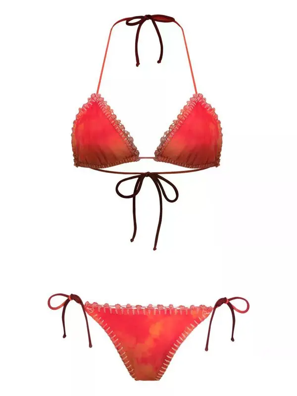 AMIR SLAMA Tie-dye Crochet Bikini - Red