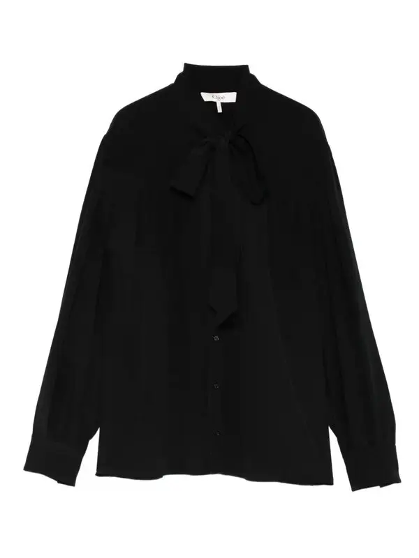 Chloé Pussy Bow-collar Silk Top
