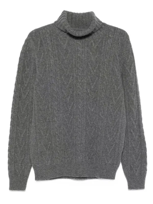 Fedeli Cable-knit Turtleneck Sweater - Grey