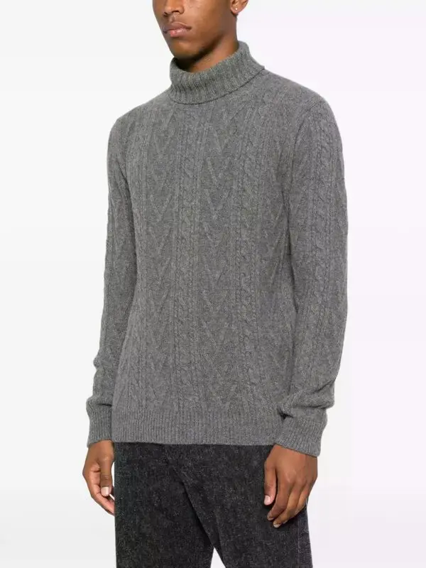 Fedeli Cable-knit Turtleneck Sweater - Grey
