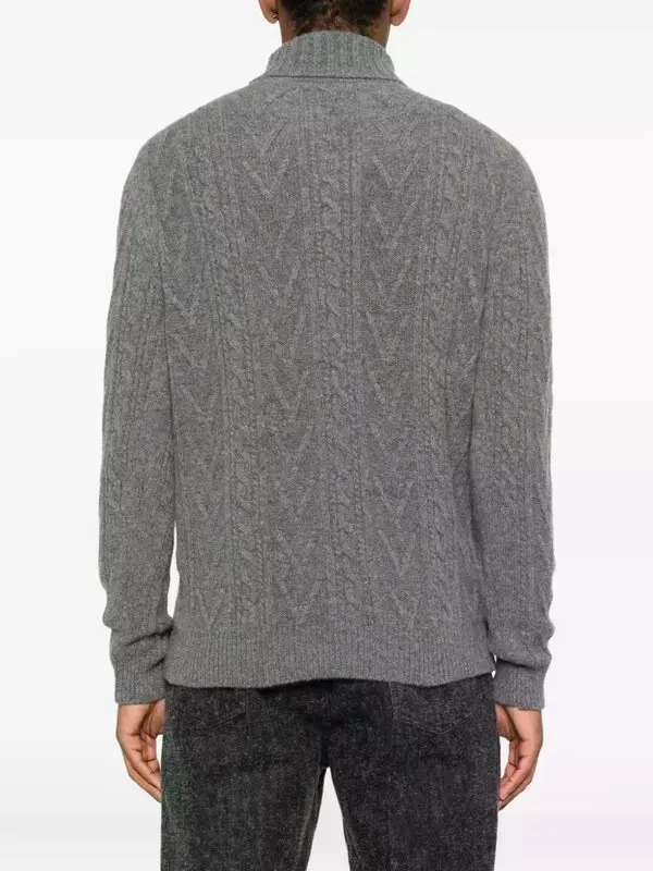 Fedeli Cable-knit Turtleneck Sweater - Grey