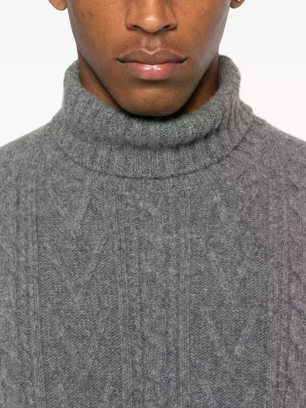 Fedeli Cable-knit Turtleneck Sweater - Grey