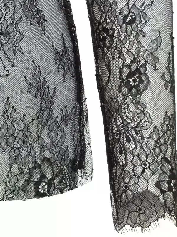 Alberta Ferretti Floral Lace Long-sleeve Top - Black