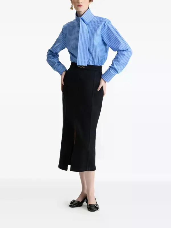 PATOU Striped Scarf-collar Blouse - Blue