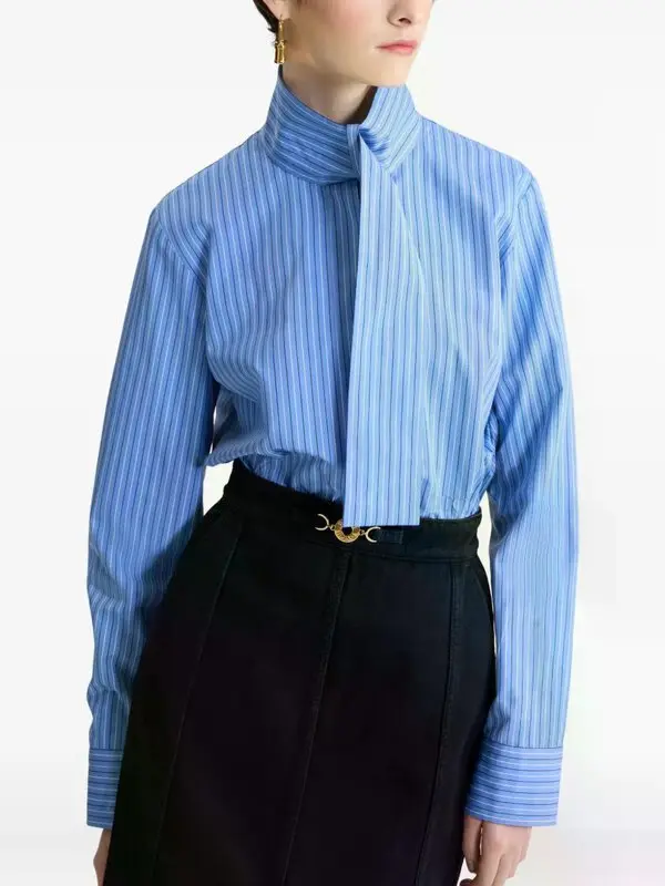 PATOU Striped Scarf-collar Blouse - Blue
