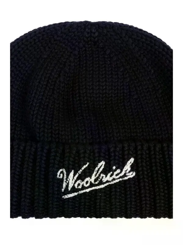 Woolrich Logo-intarsia Virgin Wool Beanie - Blue