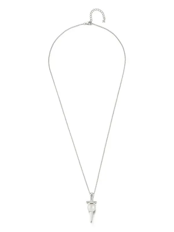 Mateo Sword Pearl Necklace - Silver