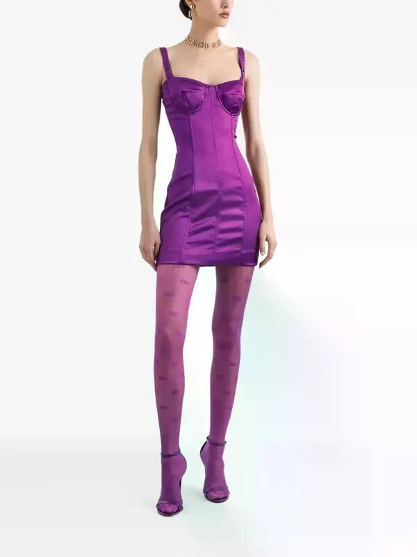 Dolce & Gabbana Mini Satin Bustier Dress - Purple | Editorialist