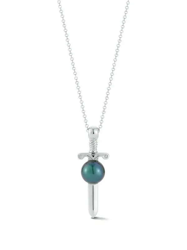 Mateo Sterling Sword Freshwater Pearl Necklace - Silver