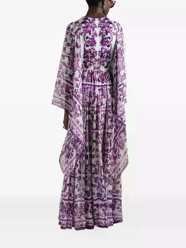Dolce & Gabbana Majolica-print Long-sleeve Dress - Purple