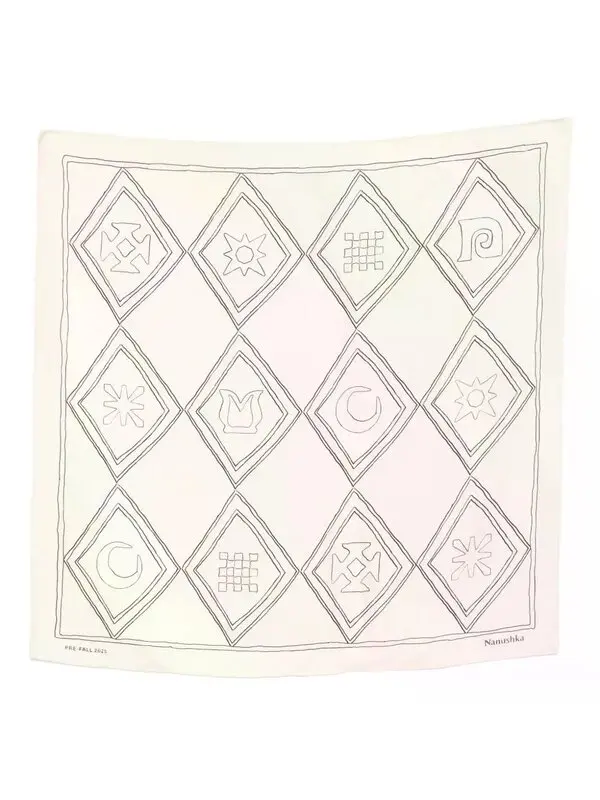 Nanushka Argyle-pattern Silk Scarf - Neutrals