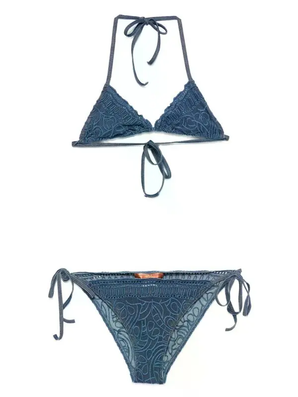 Ermanno Scervino Embroidered Triangle Bikini - Blue