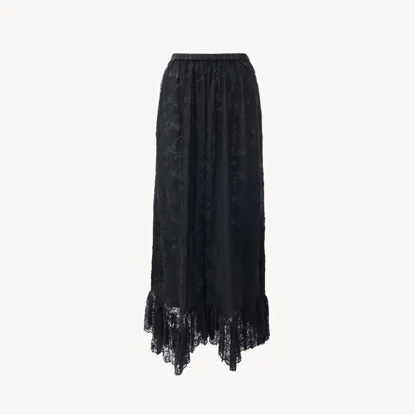 Chloé Floral Lace Jacquard Midi Skirt
