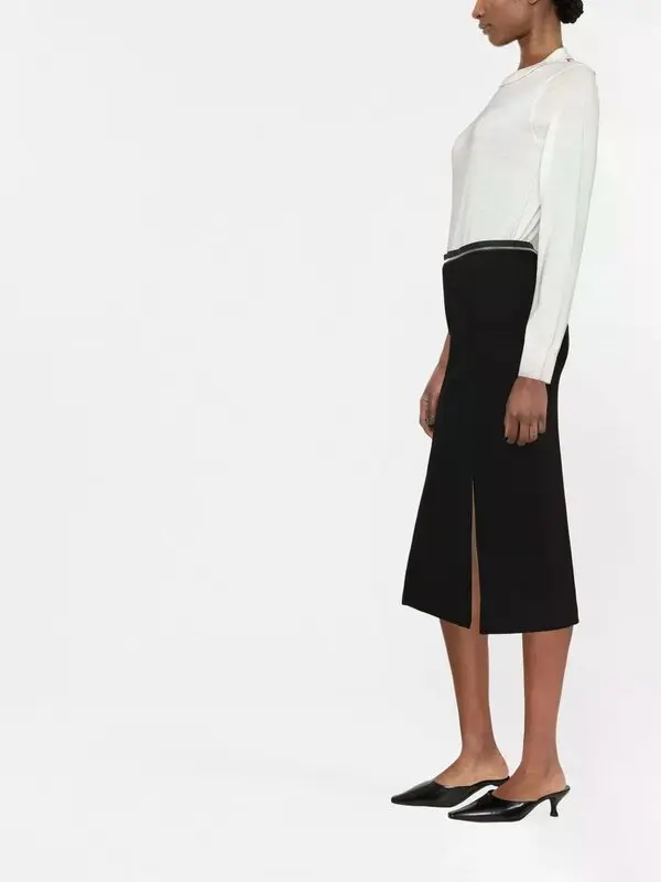 Helmut Lang Stretch-design Midi Skirt With Front Slits