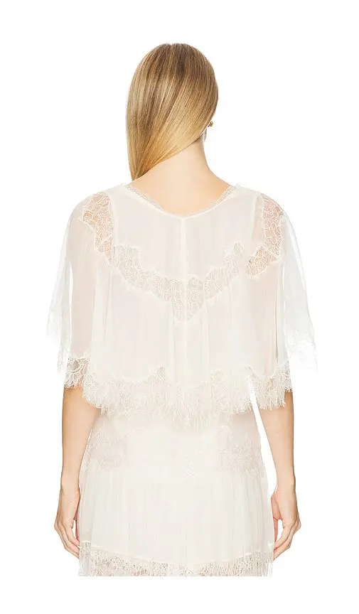 LoveShackFancy Silk Lace Trimmed Cropped Chiffon Top