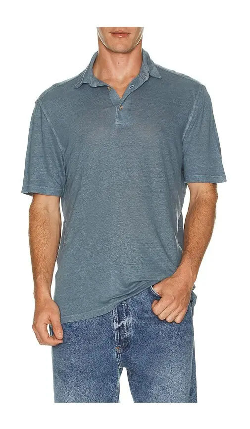 Faherty Brand Linen Polo In Blue