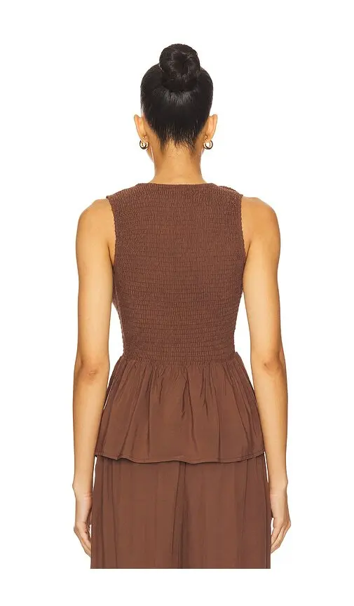 SEVEN WONDERS Fleur Shirred Tie Front Top - Chocolate