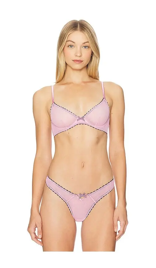 Fleur Du Mal Sabrina Mesh Demi Bra In Pink - Bisou