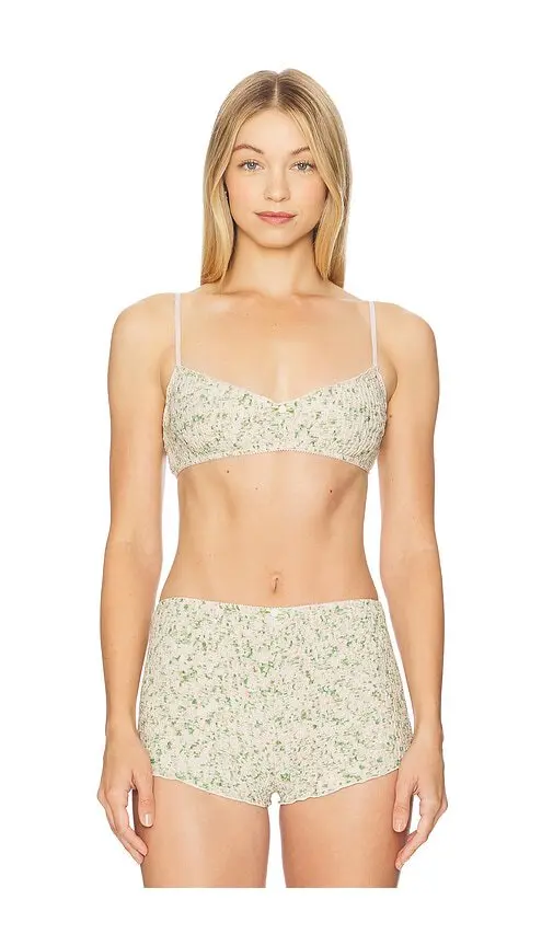 Only Hearts Emily's Garden Sylvie Bralette In Sage - Pink Comb