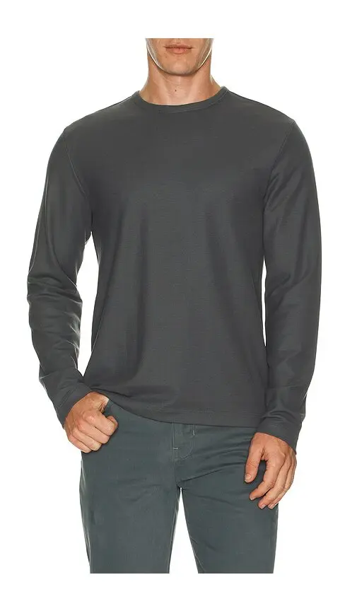Vince Pima Pique Long Sleeve Tee In Grey - Liberty