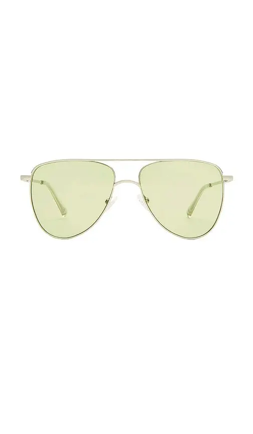 Le Specs The Duke Aviator Sunglasses - Silver & Sage Mono