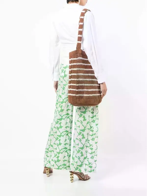 Faithfull The Brand Striped Crochet Knit Tote Bag