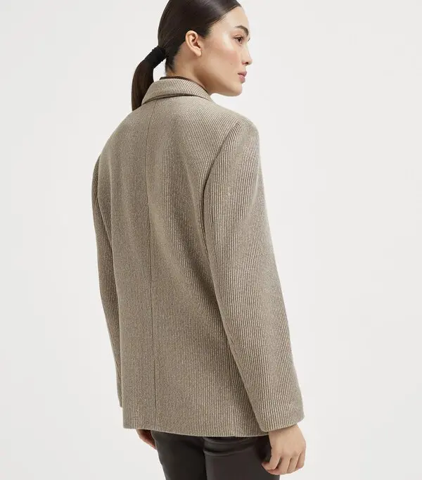 Brunello Cucinelli Cotton-blend Ribbed Knit Blazer - Brown