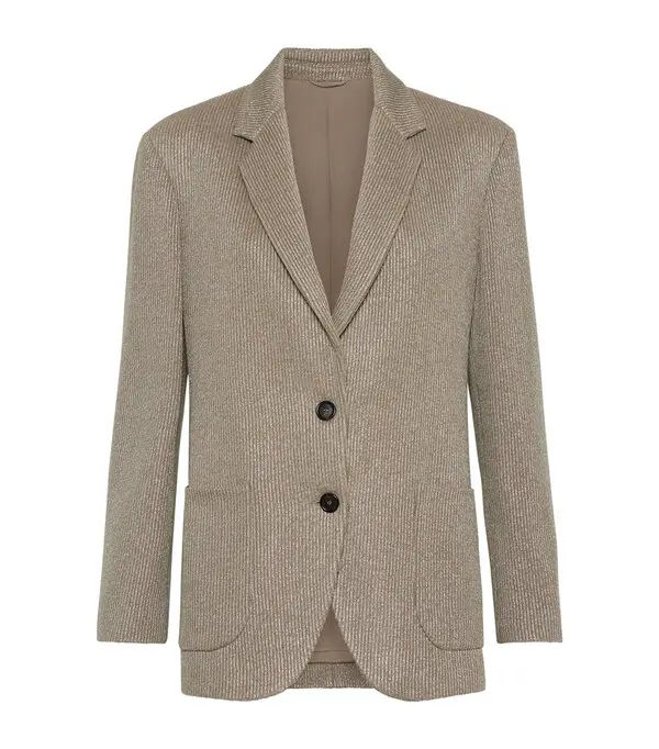Brunello Cucinelli Cotton-blend Ribbed Knit Blazer - Brown