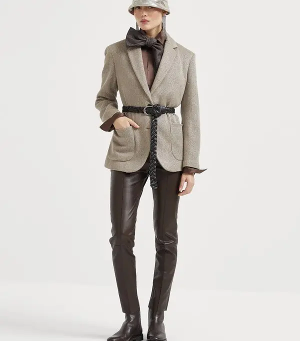 Brunello Cucinelli Cotton-blend Ribbed Knit Blazer - Brown