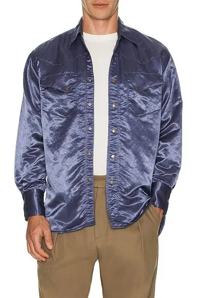 BEAMS Western Shirt Broken Nylon Satin