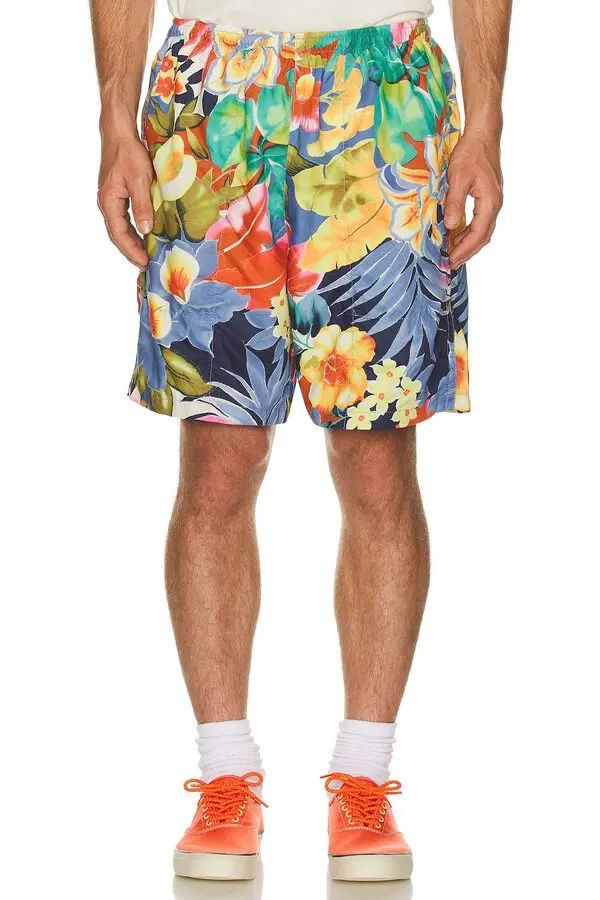 BEAMS Gym Shorts Tropical Pattern Print