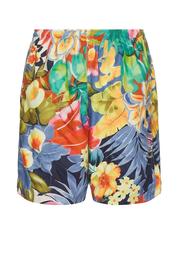BEAMS Gym Shorts Tropical Pattern Print