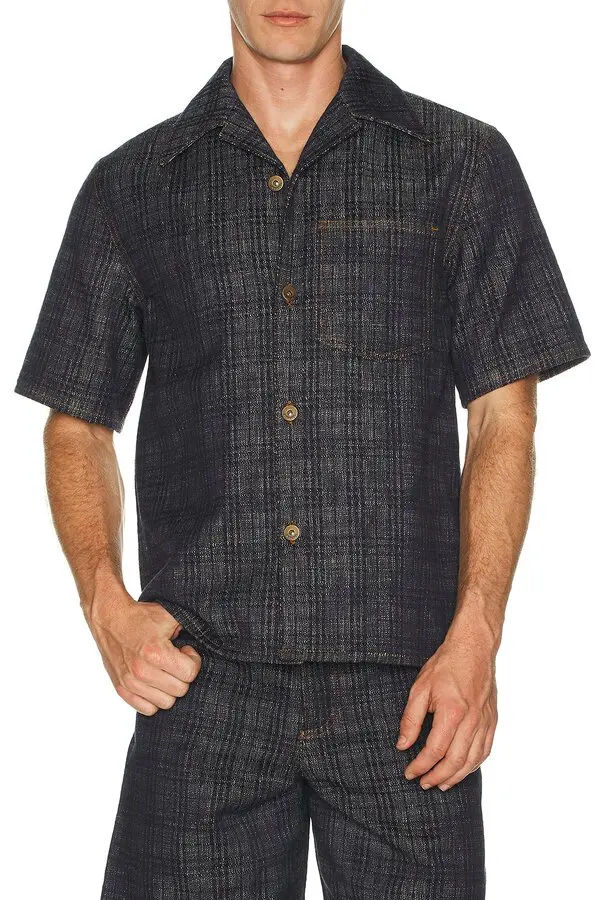 Burberry Denim Short Sleeve Shirt In Blue