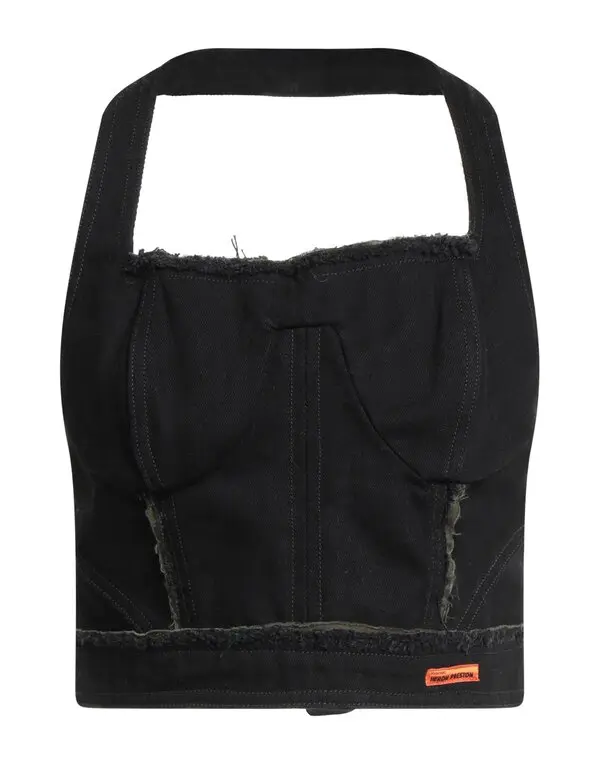 Heron Preston Cotton Denim Crop Top