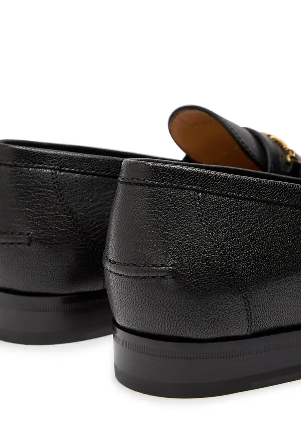 Valentino Garavani Vlogo Grained Leather Loafers - Black