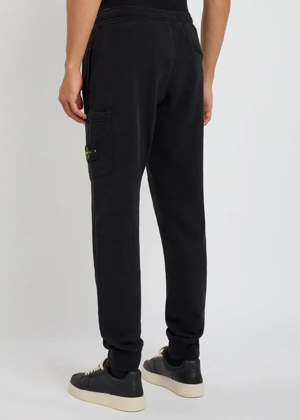 Stone Island Logo Cotton Sweatpants - Black