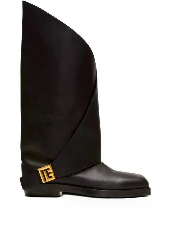 Balmain Twist Square-toe Leather Boots