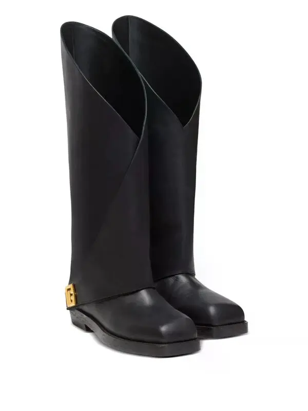 Balmain Twist Square-toe Leather Boots